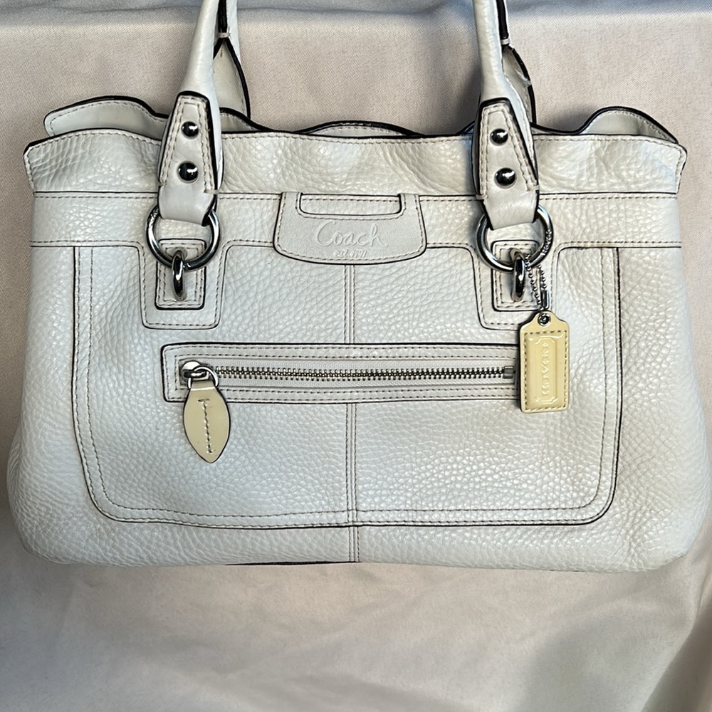 Coach Pebbled White Leather Tote - Gem